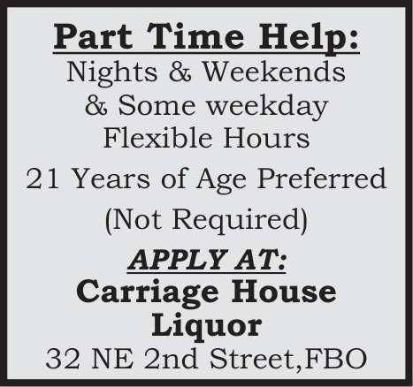 Part Time Help, Carriage House Liquor, Faribault, MN