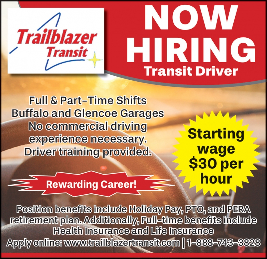Transit Driver, Trailblazer Transit, Buffalo, MN